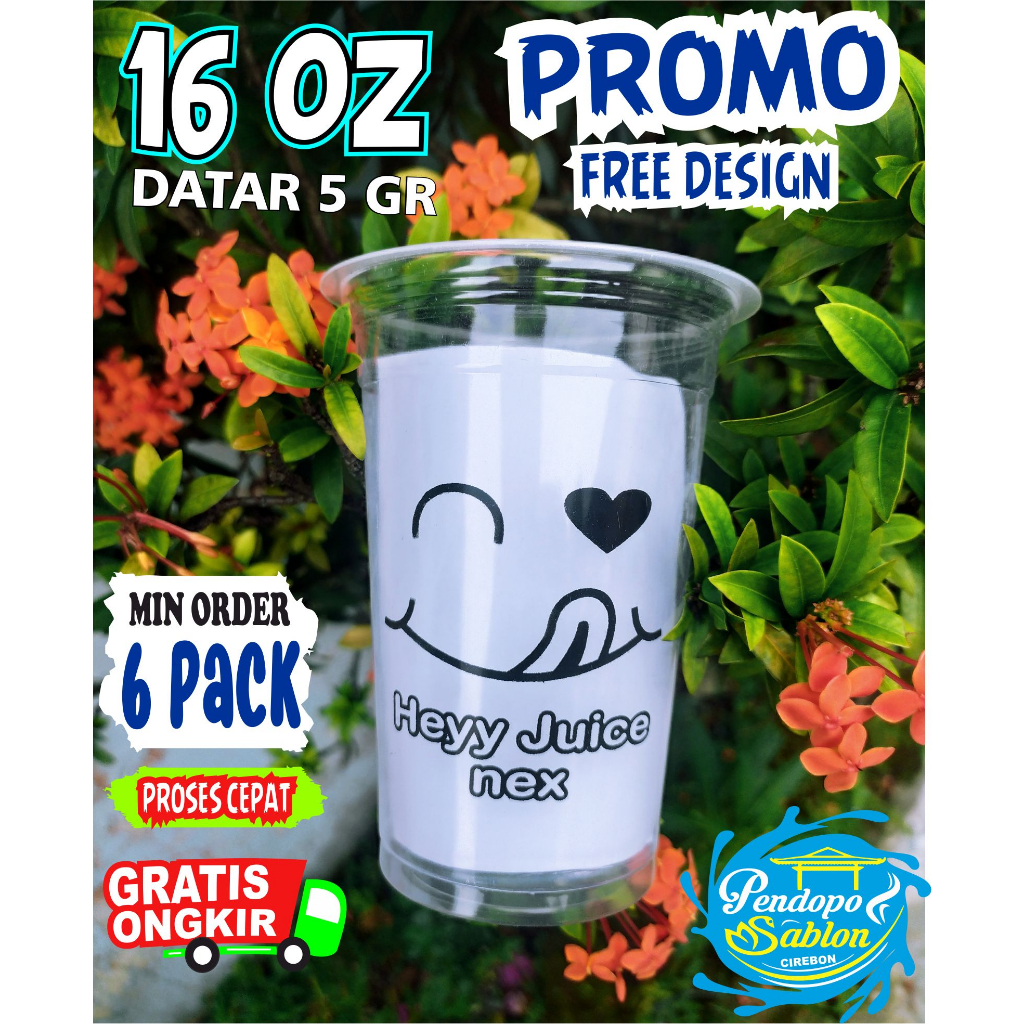 Jual sablon cup plastik murah 14 oz 16oz 18oz 22oz / boba bubble , es ...