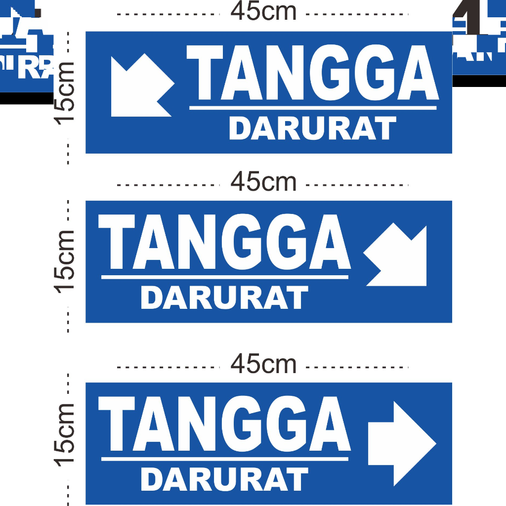 Jual STIKER PETUNJUK ARAH TANGGA DARURAT 1SET ISI 4PCS 45X15CM/MODEL ...
