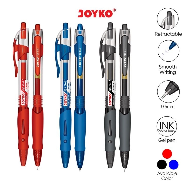Jual Gel Pen / Pulpen / Pena Joyko GP 265 / Q Gel 0,5 mm (12 pcs) | Shopee Indonesia