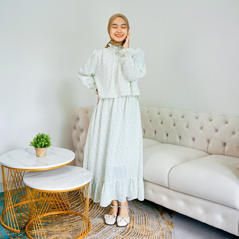 Jual ALUNA DRESS BUNGA GAMIS WANITA KEKINIAN SILK IMPORT BY MEECLO ...