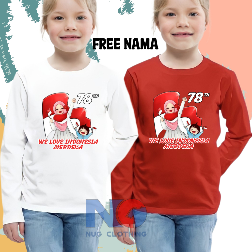 Jual Baju Kaos Anak Perempuan Hut Ri 17 Agustus ke 78 We Love Indonesia | Shopee Indonesia