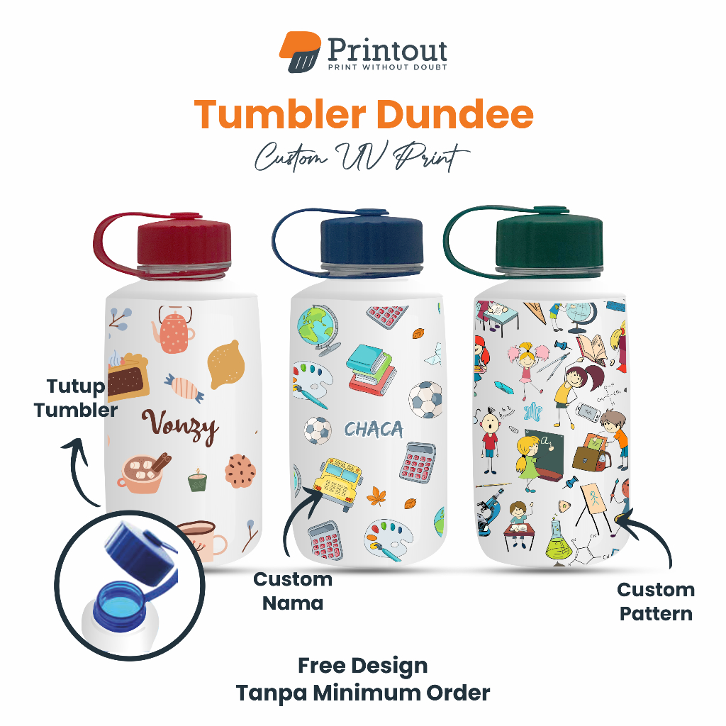 Jual PRINTOUT Tumbler Dundee Botol Minum 1 liter Custom Print Nama ...