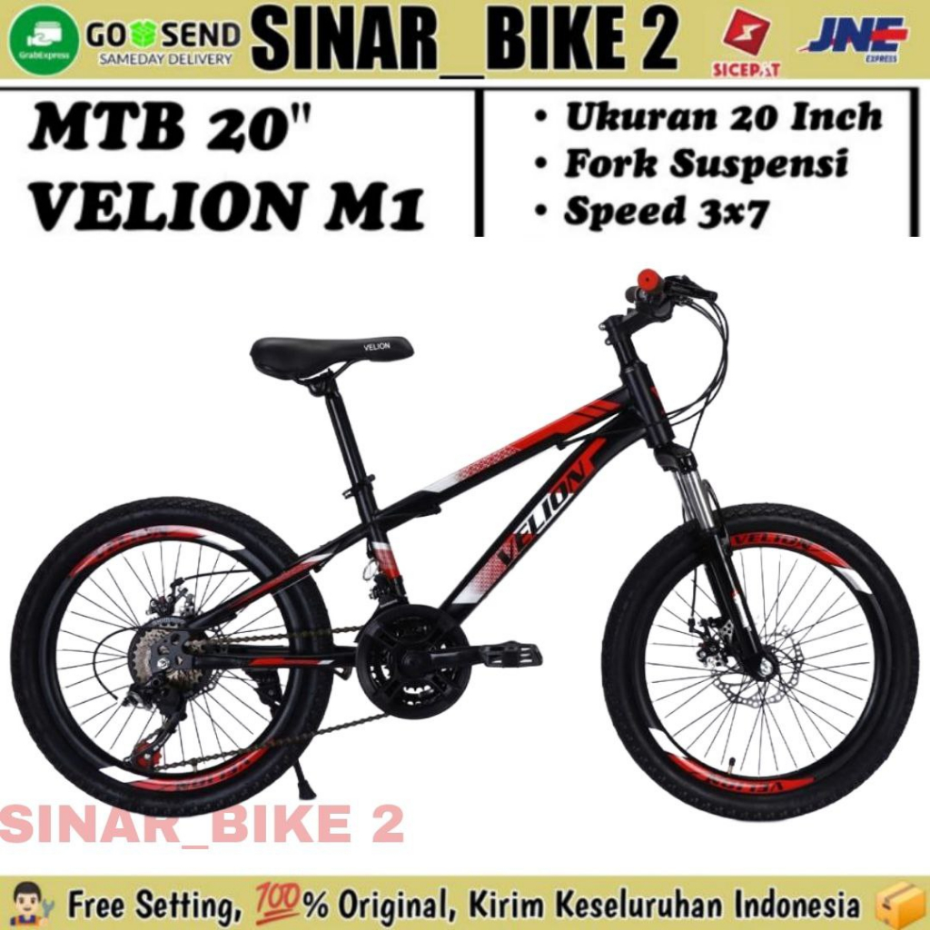 Jual Sepeda MTB Gunung VELION M1 Ukuran 20 Inch 3x7 Speed Remaja Dewasa ...