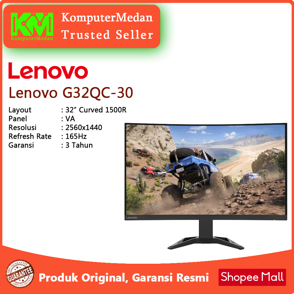 Jual LED MONITOR LENOVO G32QC-30 (32"/QHD/VA/170Hz/0.5ms/2xHDMI/DP ...