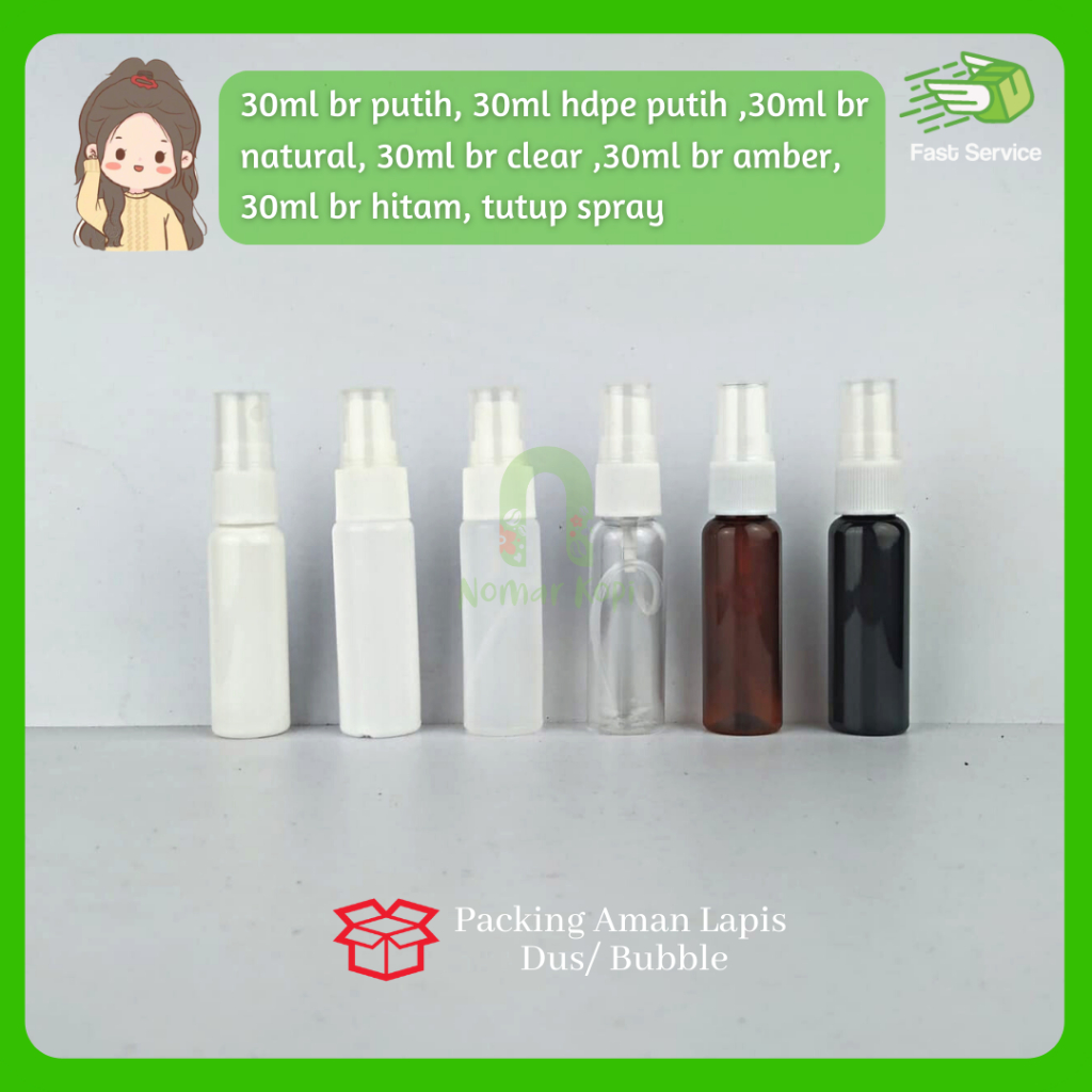 Jual 30ML BOTOL WARNA TUTUP SPRAY NECK 18 NECK 20 HDPE | Shopee Indonesia