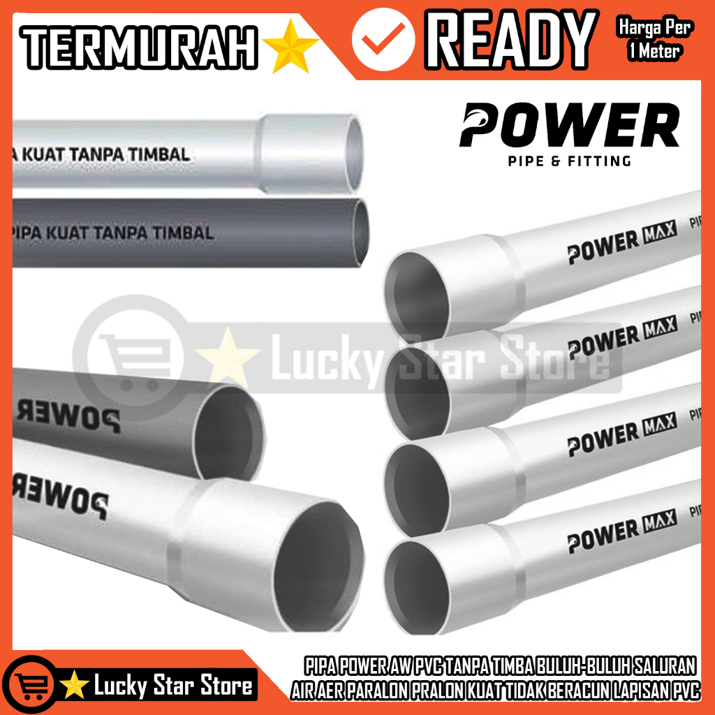Jual PIPA POWER MAX AW PIPA PVC TANPA NON TIMBAL PUTIH ABU – ABU POLOS BULUH-BULUH SALURAN ...