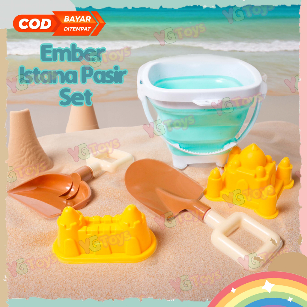 Jual YGtoys Mainan Cetakan Ember Pasir Lipat Set Mainan Pantai | Shopee ...