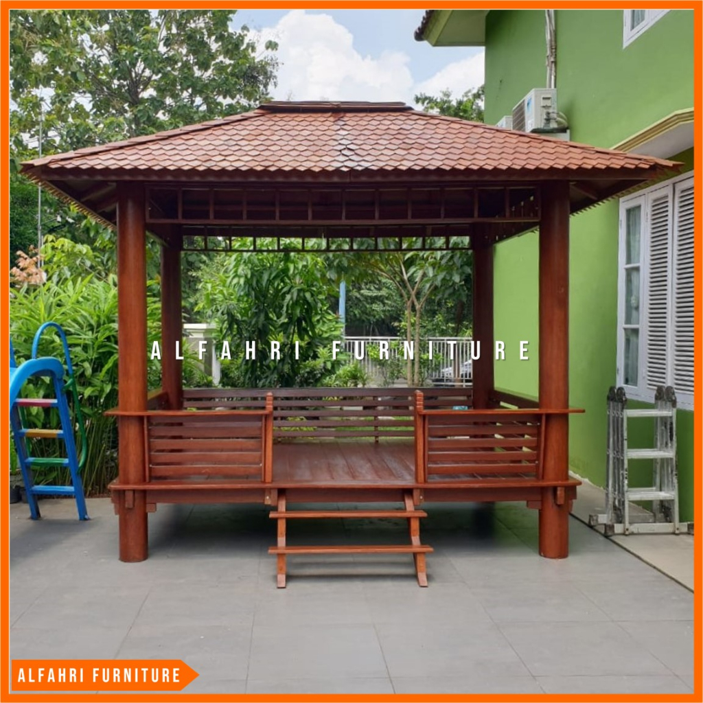 Jual Gazebo Kayu Minimalis 2x3 Meter | Saung Gasebo Taman Rumah Modern ...