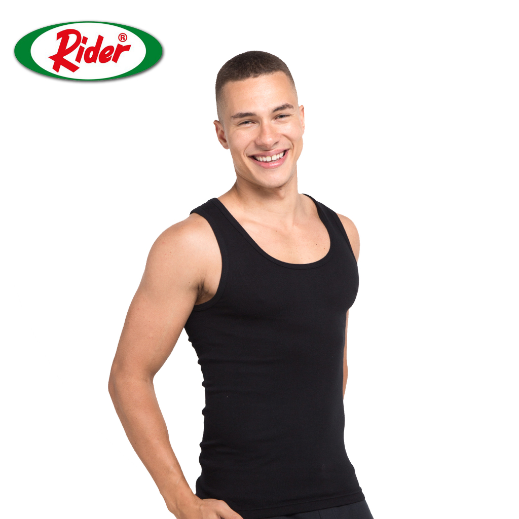 Jual Rider Vest - Singlet Pria R224BWH Warna Hitam isi 1 Pcs | Shopee ...