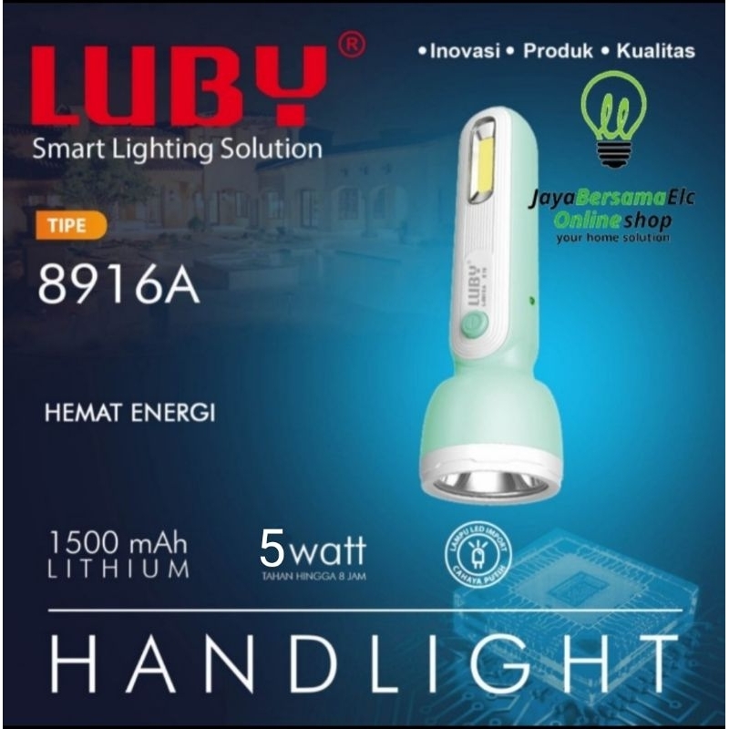 Jual Senter LED 5 Watt LUBY L-8916A/Senter Cas/Hand light Rechargeable ...
