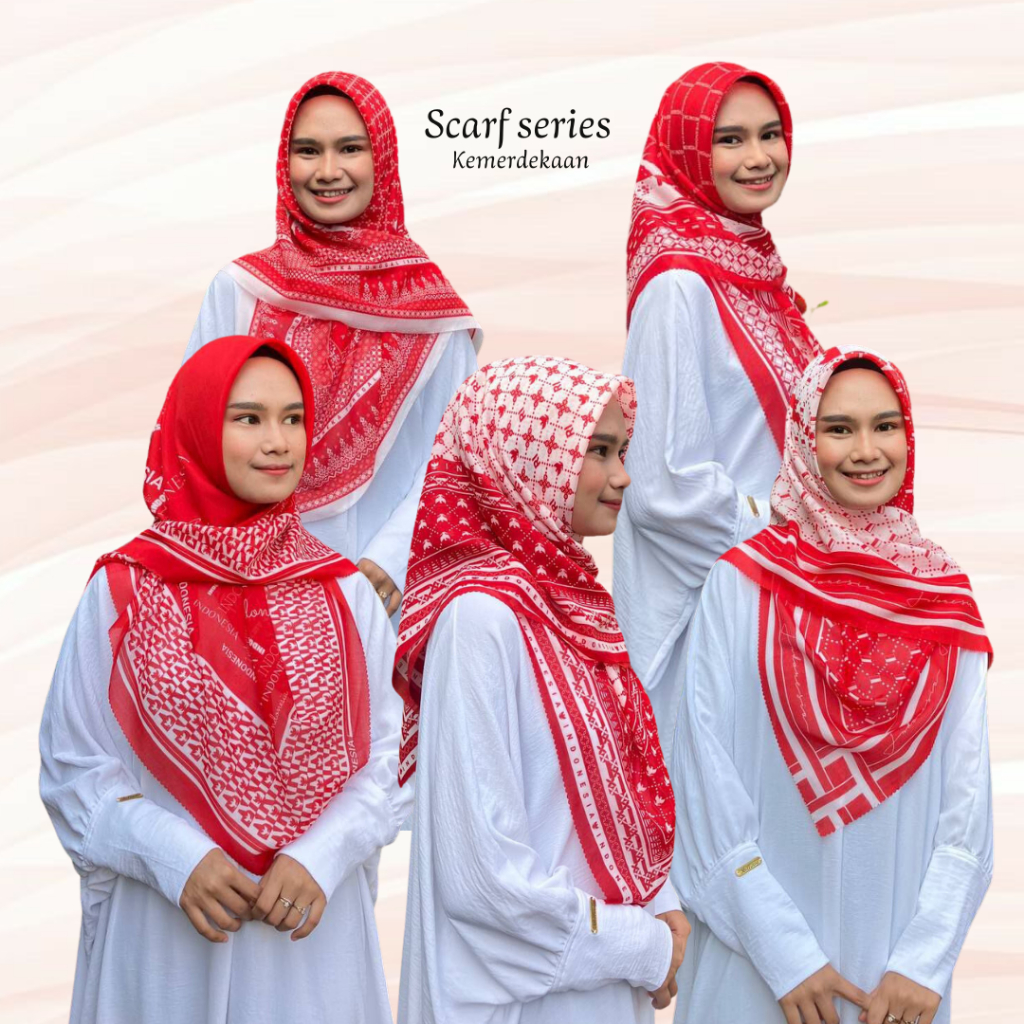 Jual SCARF SEGI EMPAT HIJAB MERAH KEMERDEKAAN | Shopee Indonesia