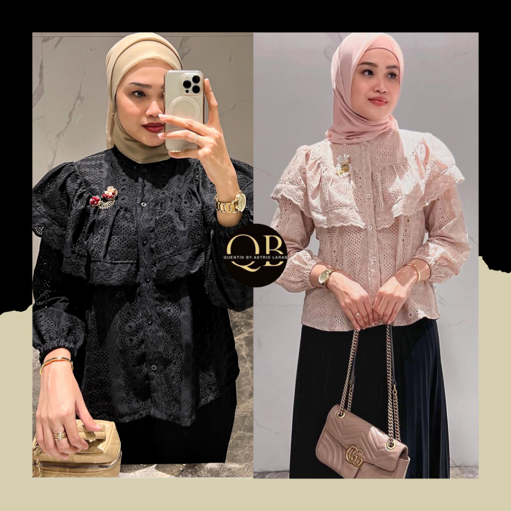 Jual QB Naura Blouse/Kemeja Wanita Brokat Renda Bahan Katun Bordir Bisa ...