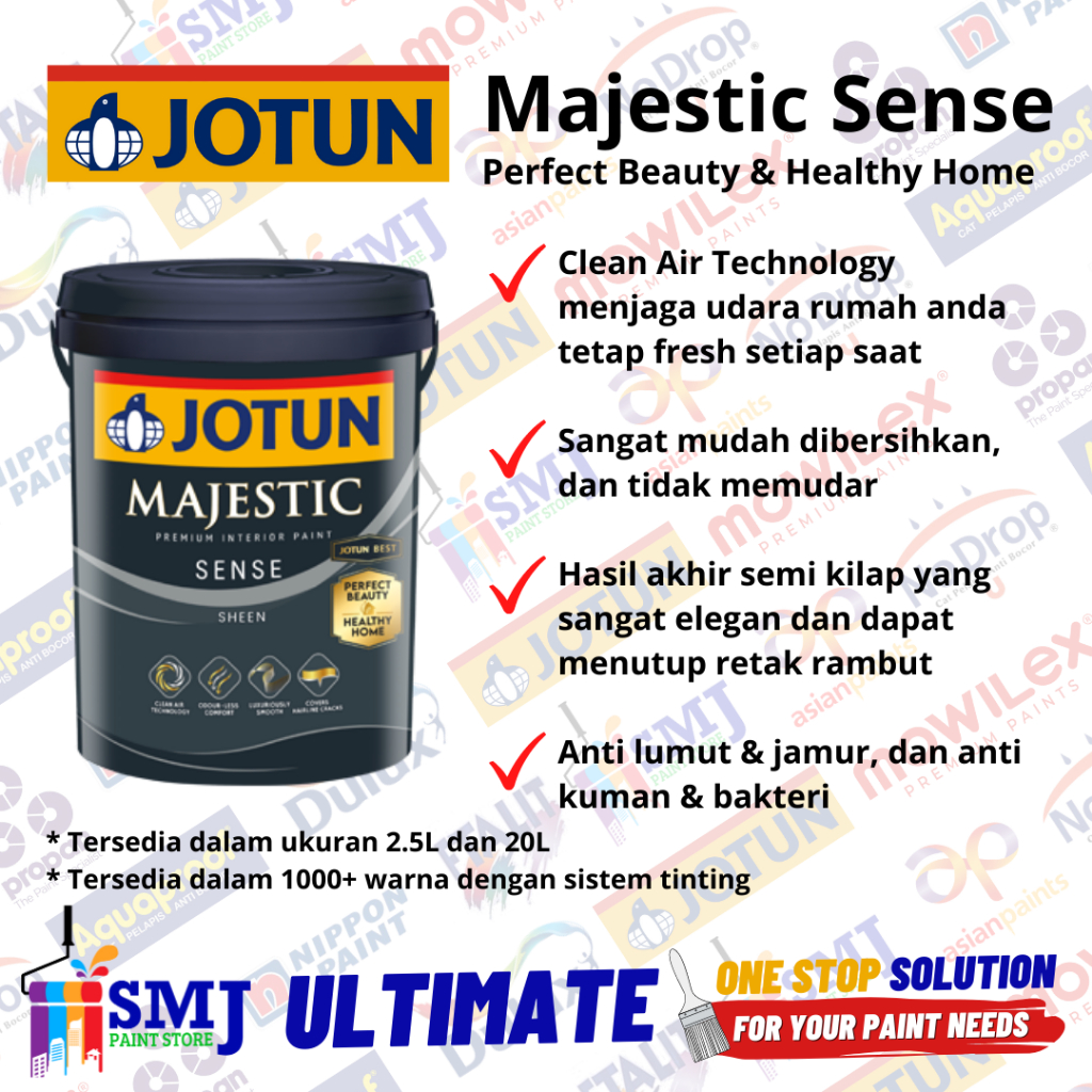 Jual Cat Tembok Interior Anti Noda Bakteri JOTUN Majestic Sense Warna Putih 2,5L | Shopee Indonesia