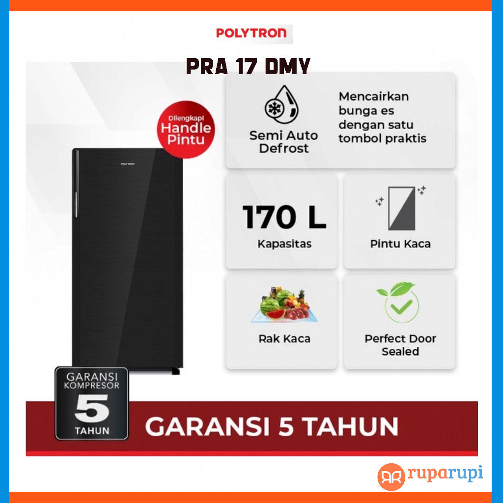 Jual Kulkas 1 Pintu POLYTRON PRA 17DMY Kapasitas 170 Liter | Shopee ...