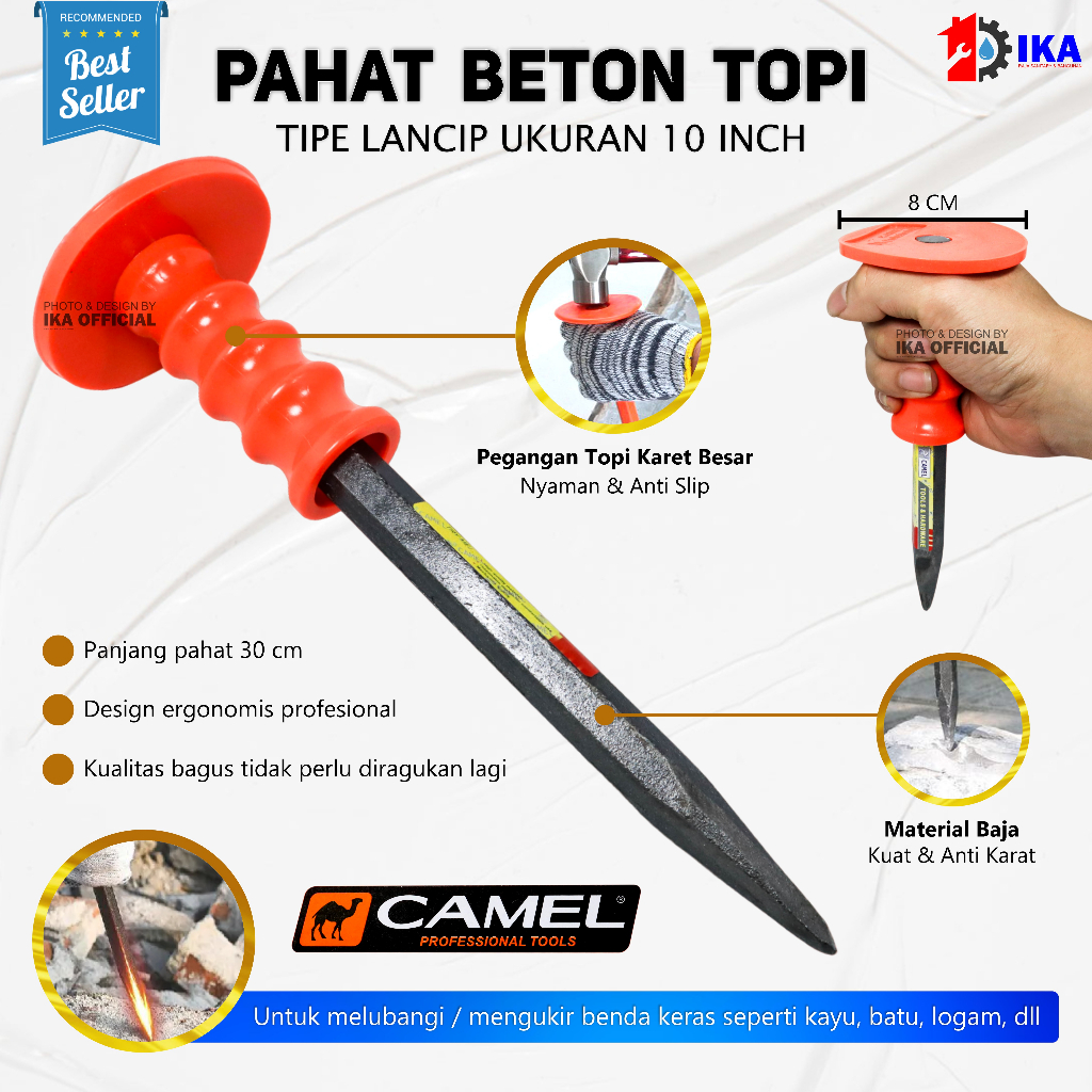 Jual Camel Pahat Batu Beton Bulat Pipih Lancip 8 10 12 inch Pahat Topi ...