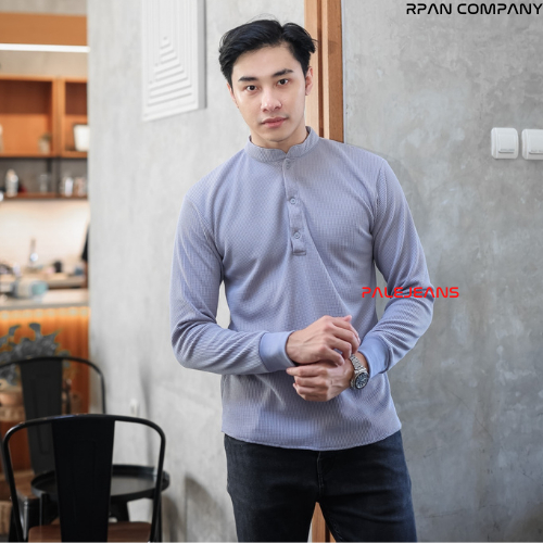 Jual PALEJEANS Tshirt Henley WAFFLE Long Sleeve RPAN.CO / Henley Big ...