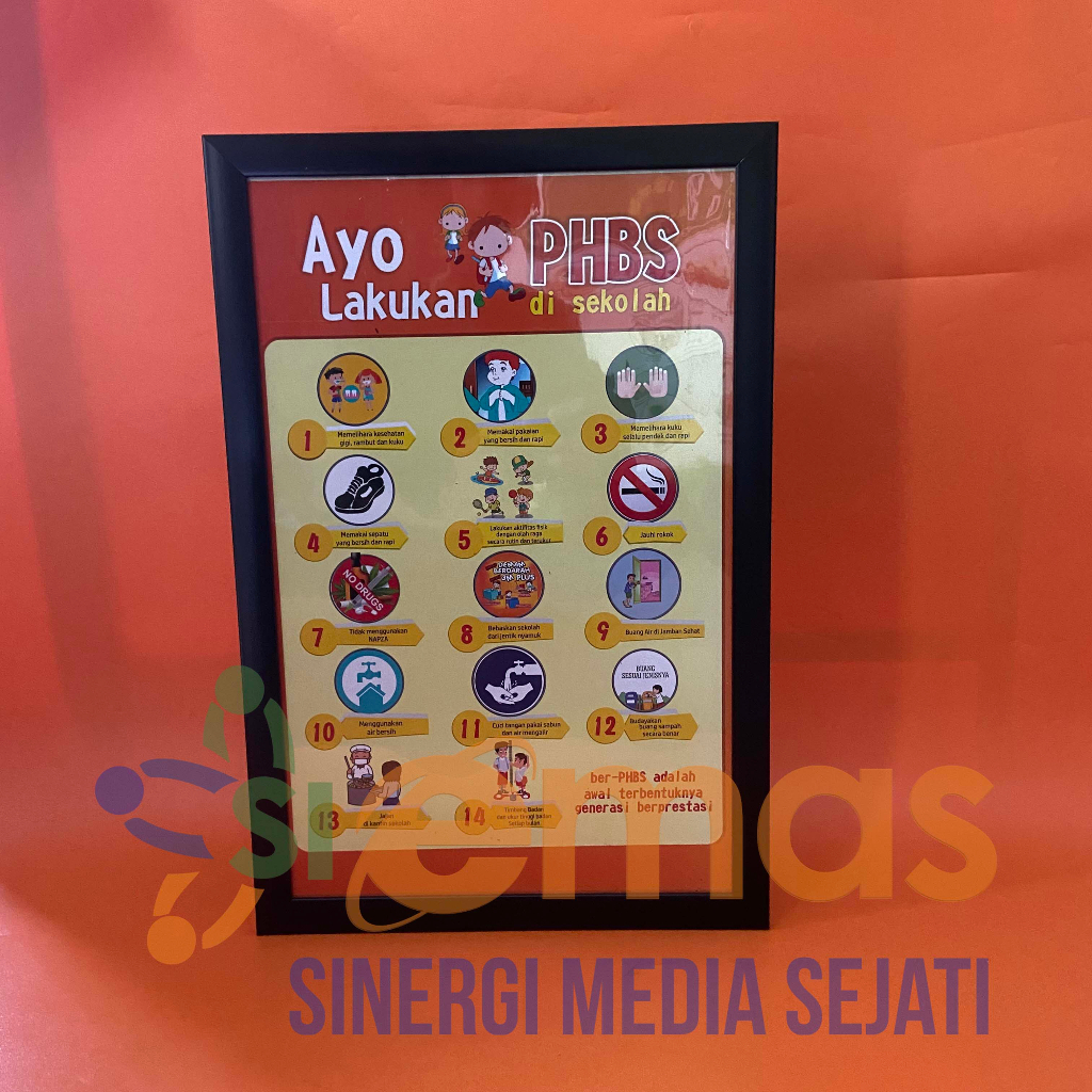 Jual Poster Ayo Lakukan PHBS + Frame Kayu A3 | Poster Perilaku Hidup Bersih dan Sehat | Poster ...
