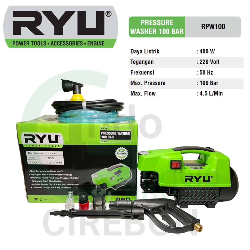 Jual RYU RPW 100 Mesin Cuci Mobil Motor 400 Watt 100 Bar Steam Jet Cleaner | Shopee Indonesia