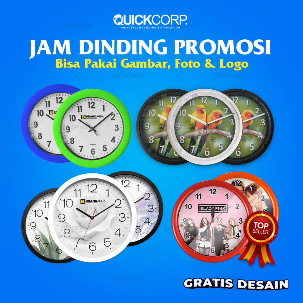 Jual Jam Dinding Custom, Jam Dinding Bisa Menggunakan Nama dan Foto ...