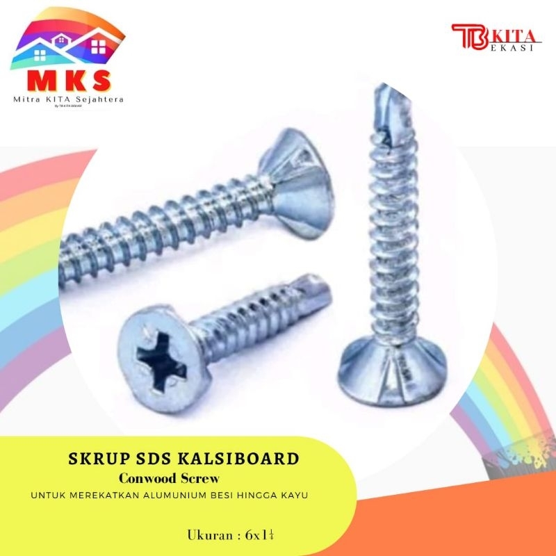 Jual SKRUP ROOFING SDS FH 6X1 1/4 / FLAT HEAD SELF DRILLING SCREW ...