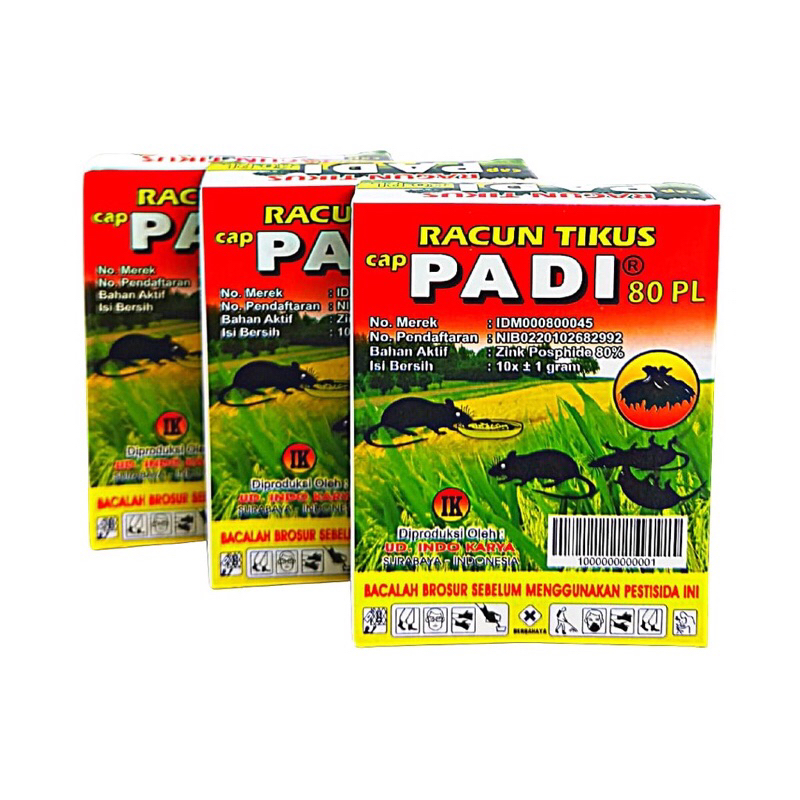 Jual Racun Tikus Cap Padi 80 PL- Pembasmi Tikus Bubuk Isi 10 pcs ( PER ...