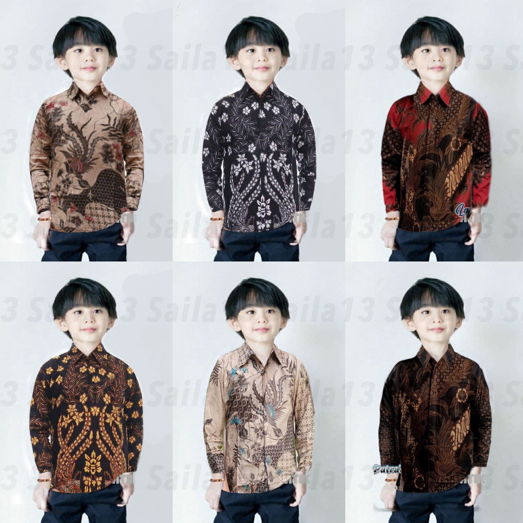 Jual KEMEJA BATIK ANAK COWOK BAJU BATIK ANAK LENGAN PANJANG UMUR 4-13 ...