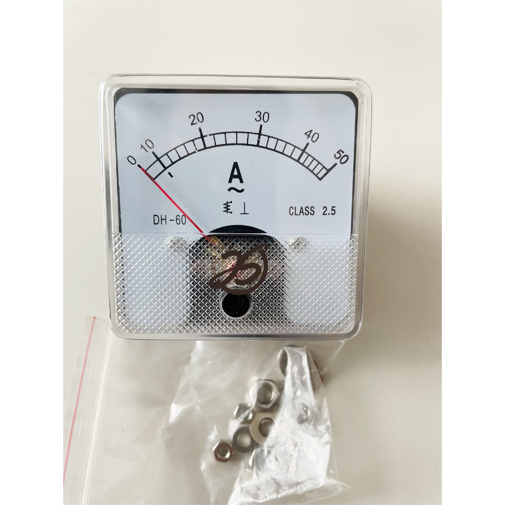 Jual PANEL METER AMPERE METER 50A DH60 ANALOG AMPER METER 50A 6CM X 6CM ...