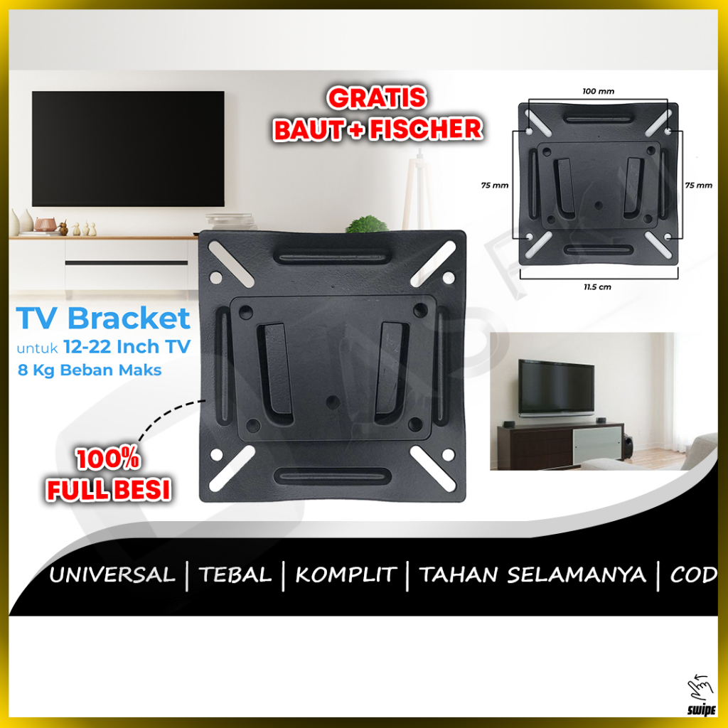 Jual Bracket Dinding Flat V1 V2 Braket TV Monitor Menggantung Penegak ...