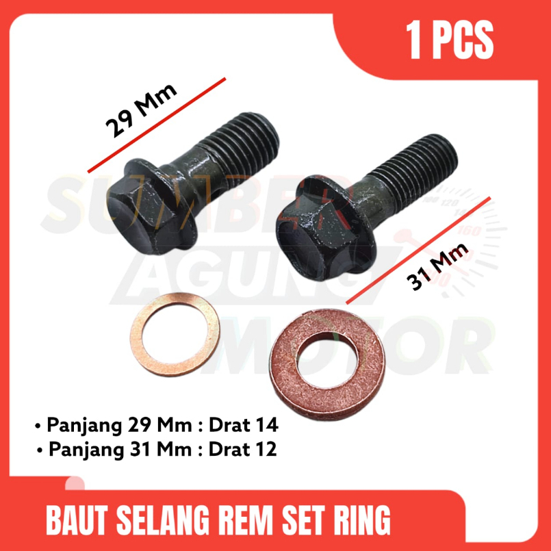Jual BAUT SELANG REM CAKRAM KALIPER SET RING DRAT 14 12 ALL MOTOR | Shopee Indonesia