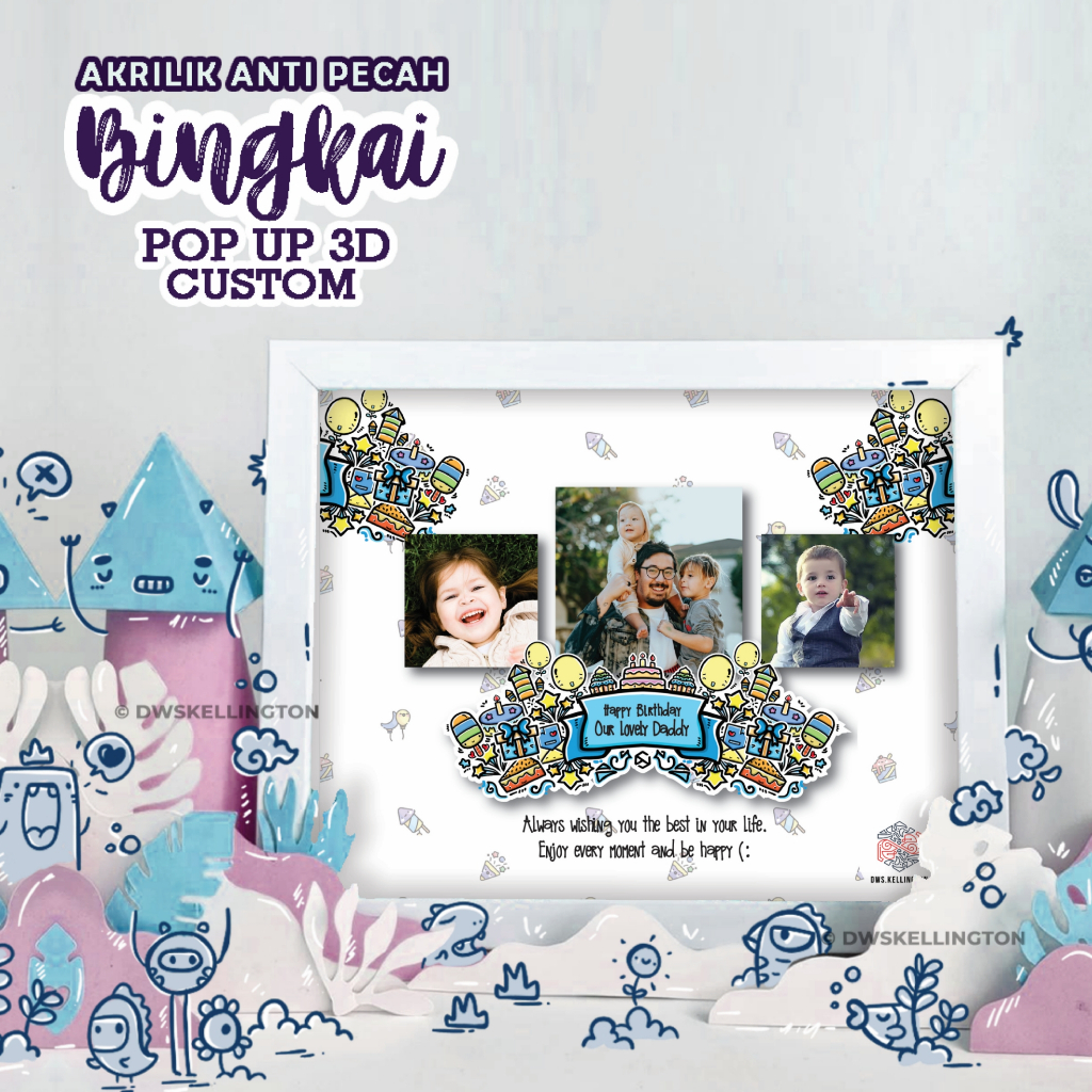 Jual Custom Bingkai Kado Ulang Tahun Doodle Birthday Frame 3 FOTO ...