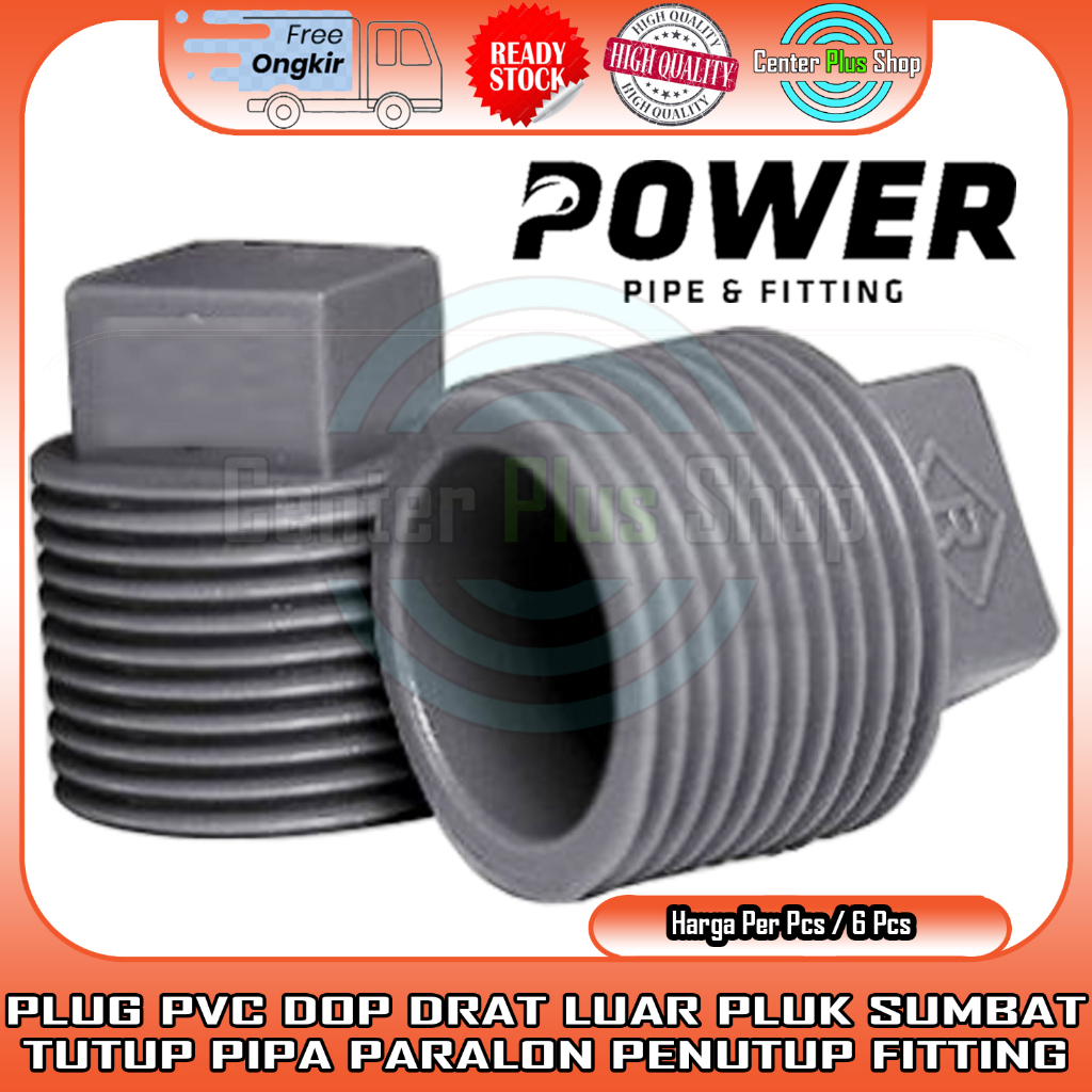 Jual Power Plug Dop Drat Luar Pvc 1/2" 3/4" 1” Sumbat Tutup Pipa Derat ...
