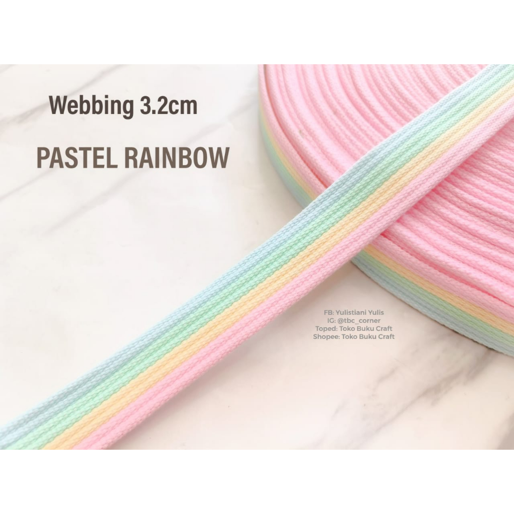 Jual Webbing 3,2cm Pastel Rainbow (per 5 meter) | Shopee Indonesia