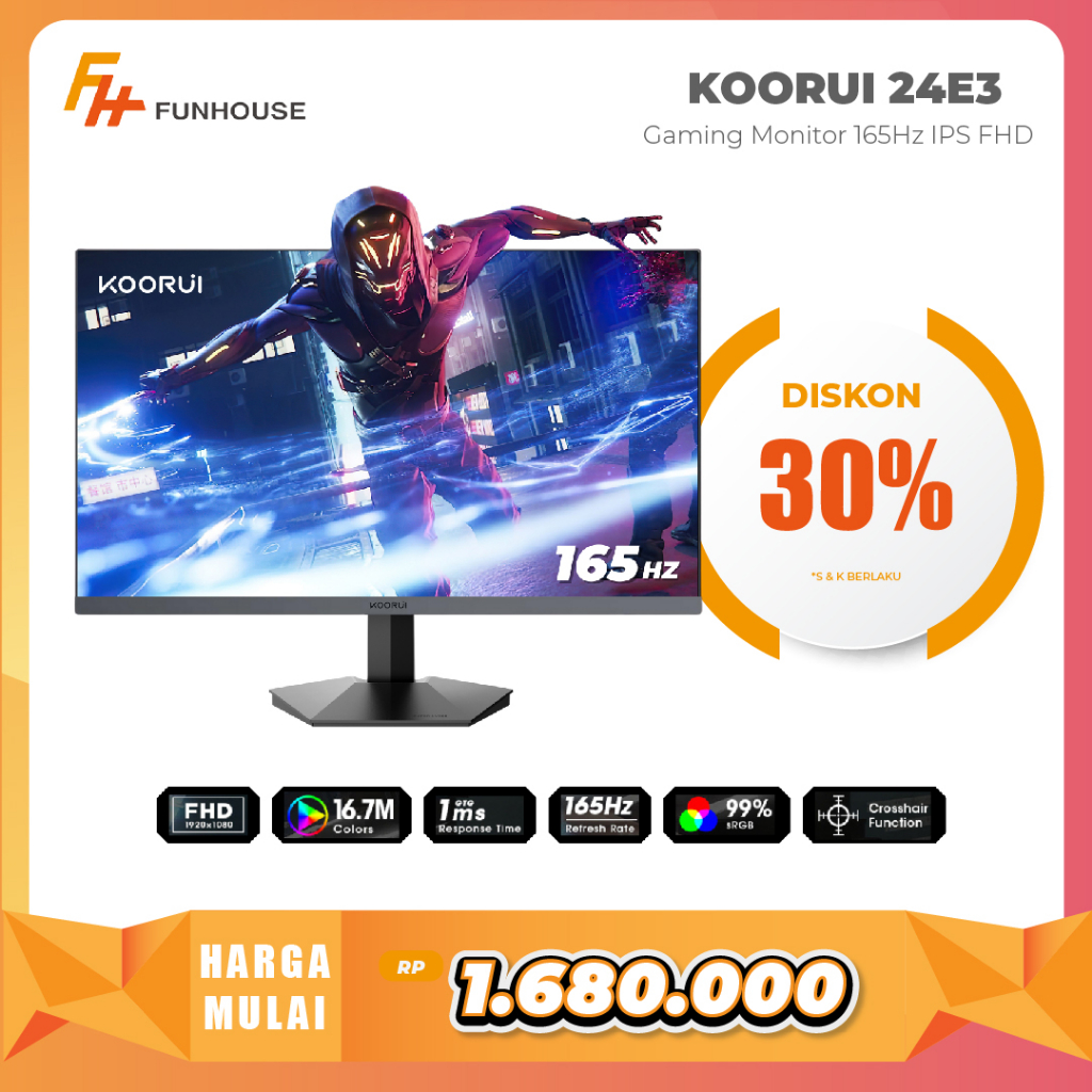 Jual KOORUI 24E3 24 inch FHD GAMING MONITOR 165Hz 1ms GTG IPS PANEL ...