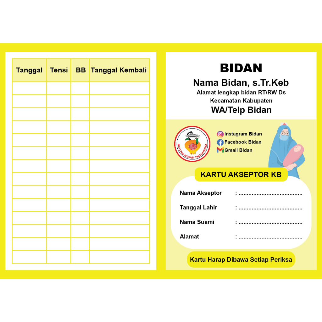 Jual 00086 Kartu KB/Buku KB Custom/Kartu Bidan/Kartu KB Custom | Shopee ...