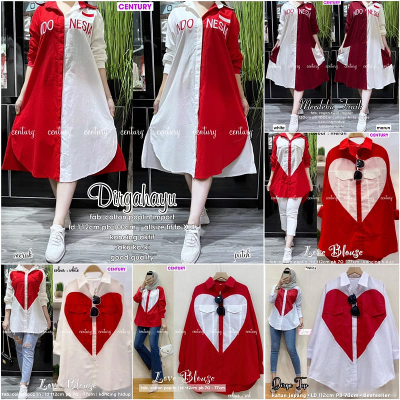 Jual Aneka Atasan Blouse Wanita Merah Putih Dirga Love Indonesia Merdeka Dirgahayu Nusa Bangsa ...