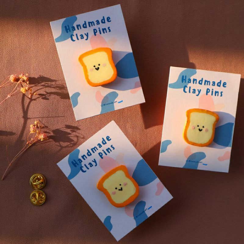 Jual Toast Handmade Clay Air Dry Pins || Pin Bross || Aesthetic ...