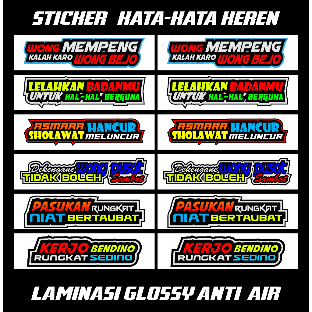Jual STICKER MOTOR, STICKER KATA-KATA KEREN, STICKER RUNGKAT, STICKER ...