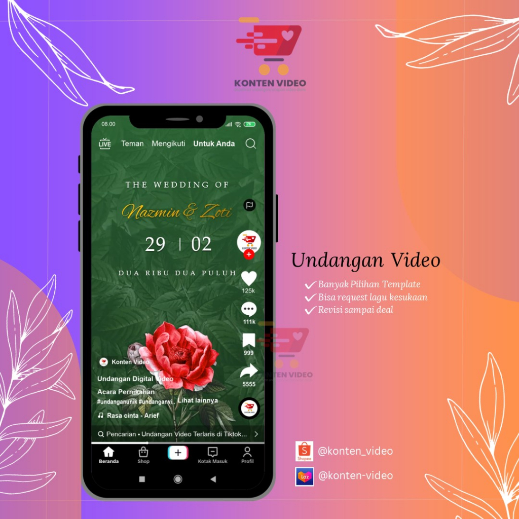 Jual Undangan Digital Video format Tiktok Snack YT Short FB Reel ...