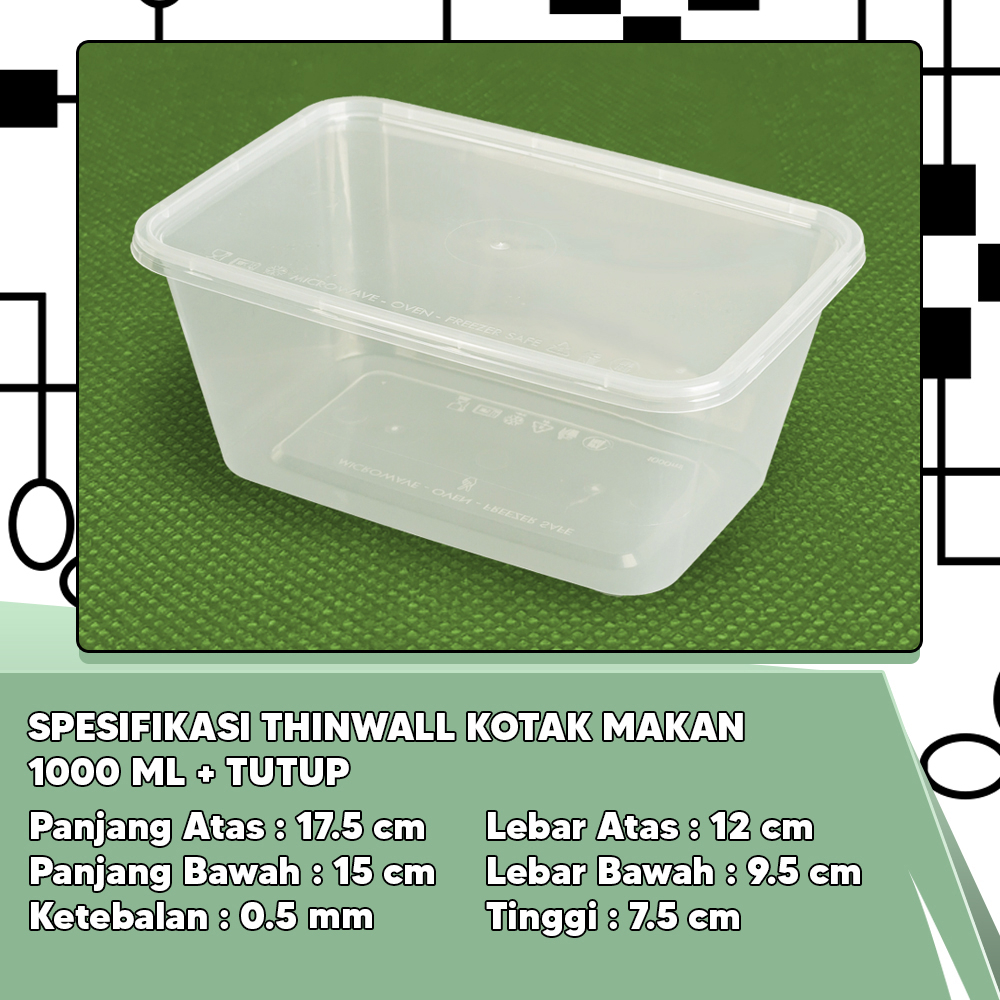 Jual Thinwall Rectangle Kotak Makan Plastik All Size 200ml 1000ml
