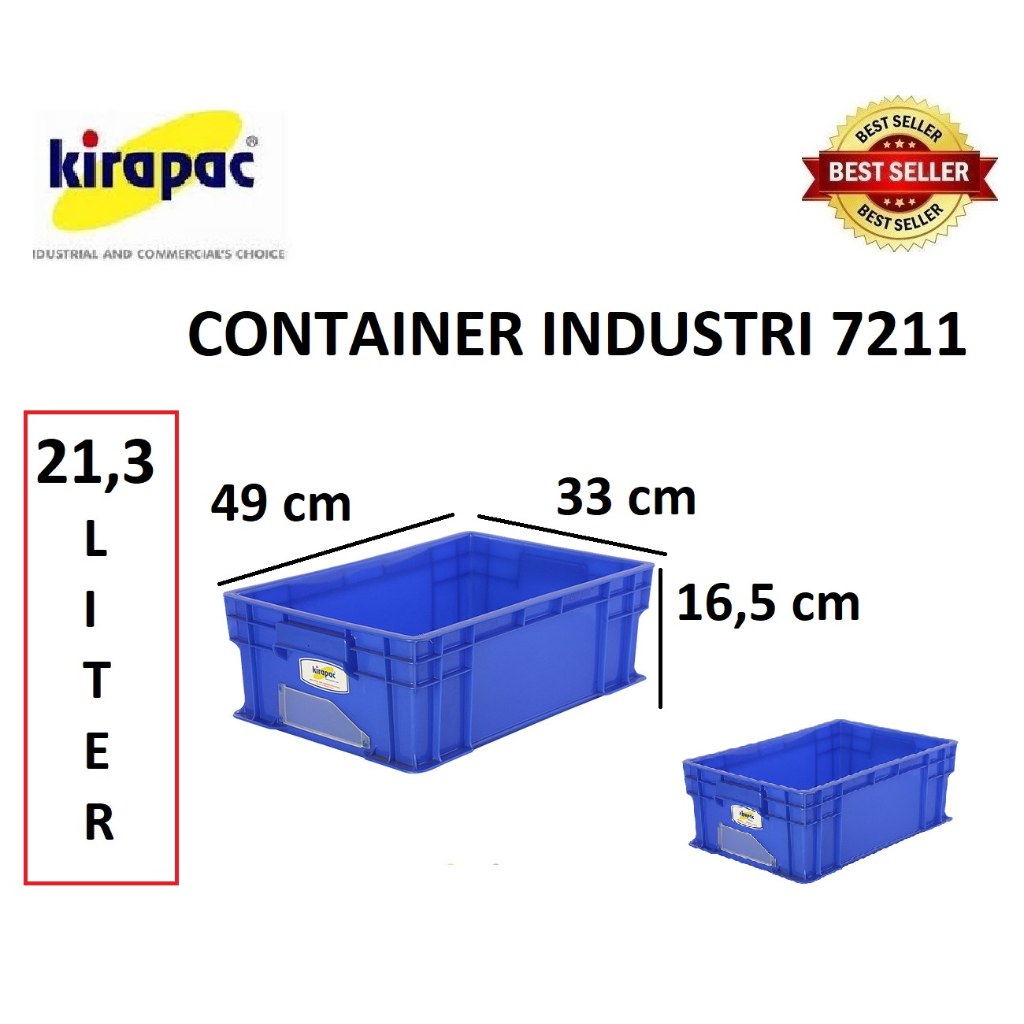 Jual KIRAPAC Industrial Container Serbaguna 21 Liter 7211 - Biru ...