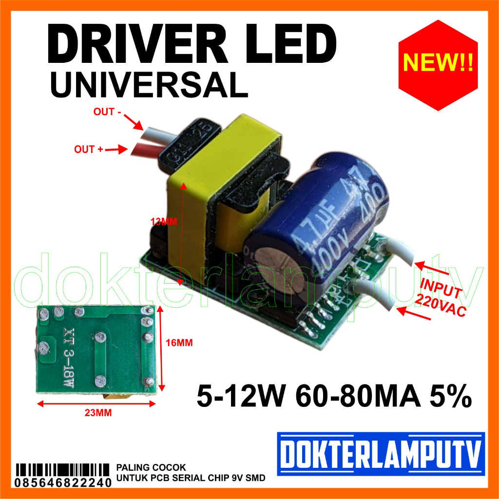 Jual DRIVER LED 220V 4.7UF 80MA UNTUK led dc diatas 12watt SERVIS LAMPU ...