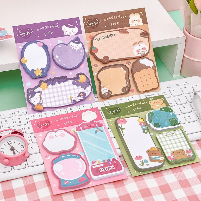 Jual DY PACK STICKY NOTES LUCU KAWAII AESTHETIC BENTUK UNIK WARNA WARNI ...