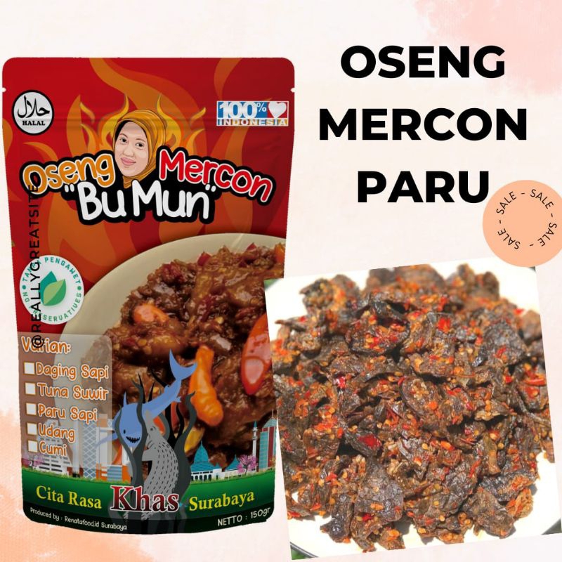 Jual sambal/oseng mercon paru bu mun/ 50 & 150 gram | Shopee Indonesia