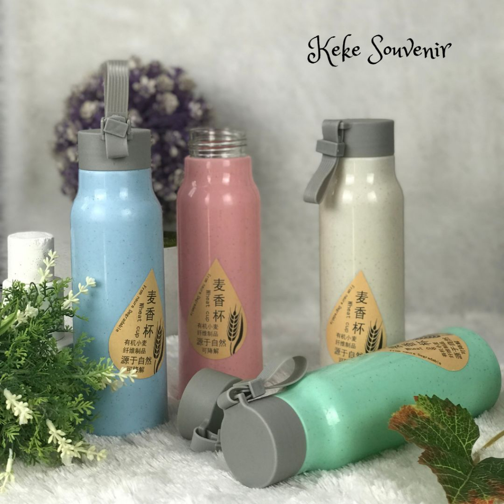 Jual Termurah 1 Pcs Botol Minum Kaca Jerami/Gandum Tumblr 420 Ml KK ...
