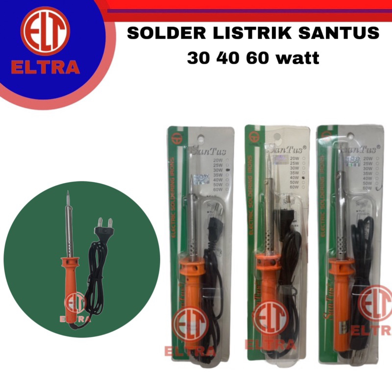 Jual Solder timah listrik tangan santus 30 40 60 watt 220V 100% ORI soldering iron gagang ...