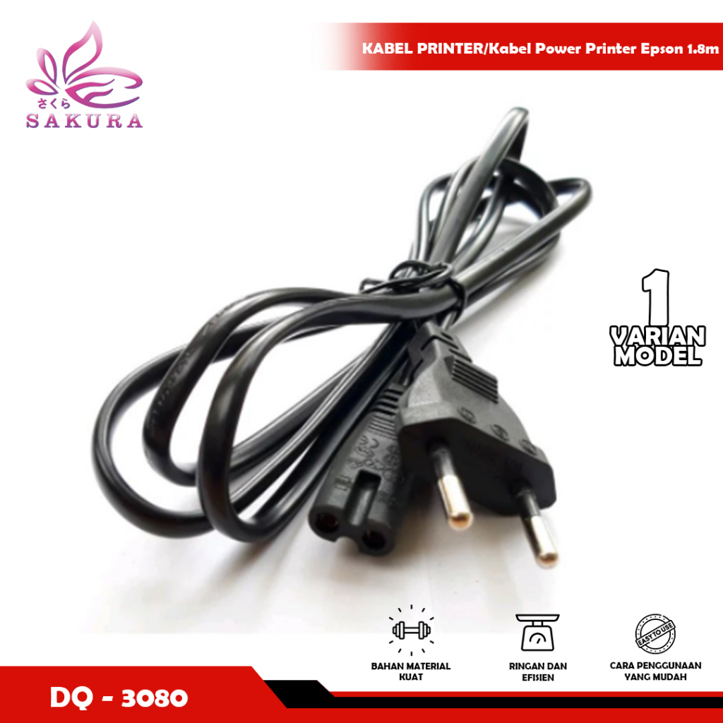 Jual KABEL PRINTER KABEL ANGKA 8 Kabel Power PS Printer Epson panjang 1 ...