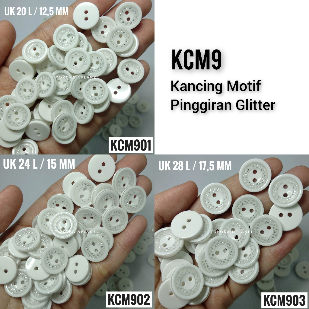 Jual KCM9 Kancing Putih Variasi Glitter Silver (Per bungkus) | Shopee ...