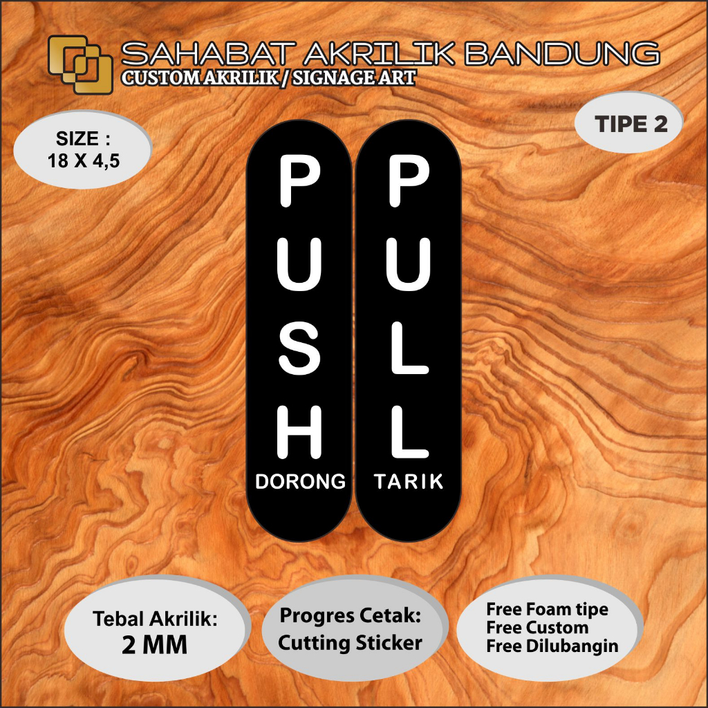 Jual AKRILIK SIGN PINTU TARIK DORONG TIPE 2 | Shopee Indonesia