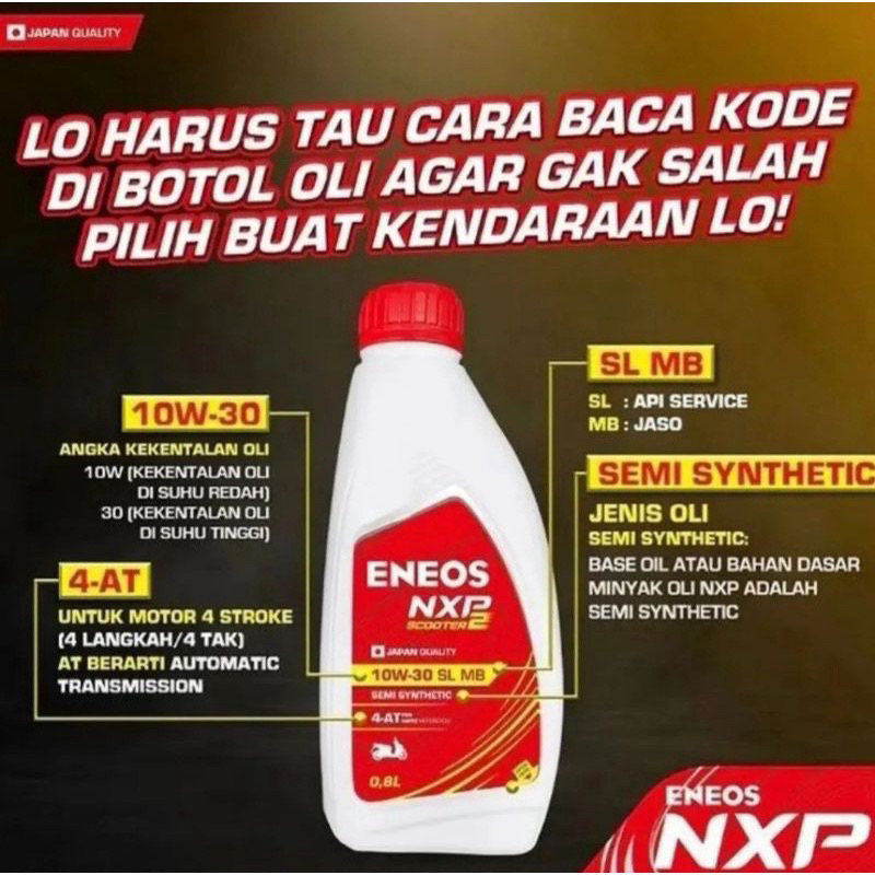 Jual OLI ENEOS MATIC NXP SCOOTER 1 0.8L 10W-30 original all matic | Shopee Indonesia