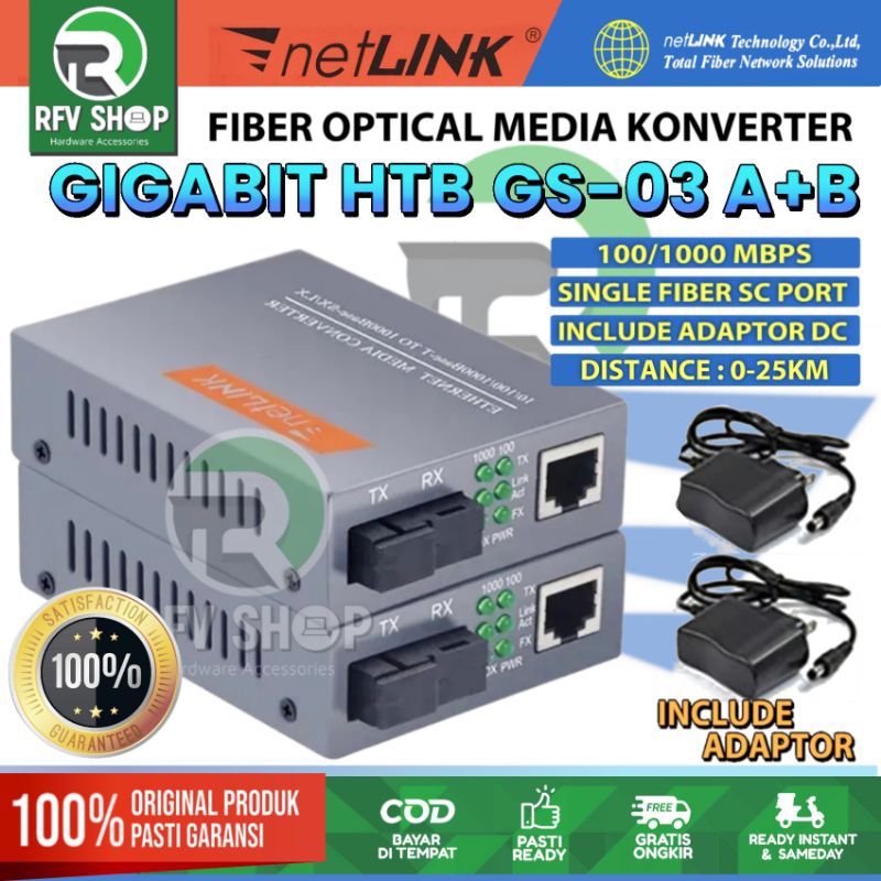 Jual HTB GIGABIT GS03 100/1000 Media Konverter Converter Ethernet switch Fiber Optic NETLINK ...